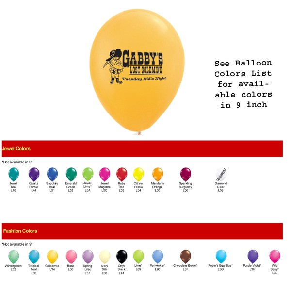 Custom 9 Inch Qualatex Round Balloon - 17 Colors | Promo Balloons