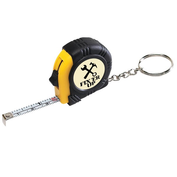 Custom Rubber Tape Measure Key Chain - Laminated | 4AllPromos
