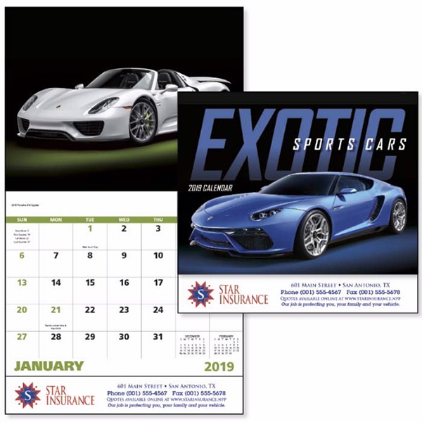 Custom Calendar featuring Exotic Sports Cars | Promotional Calendars