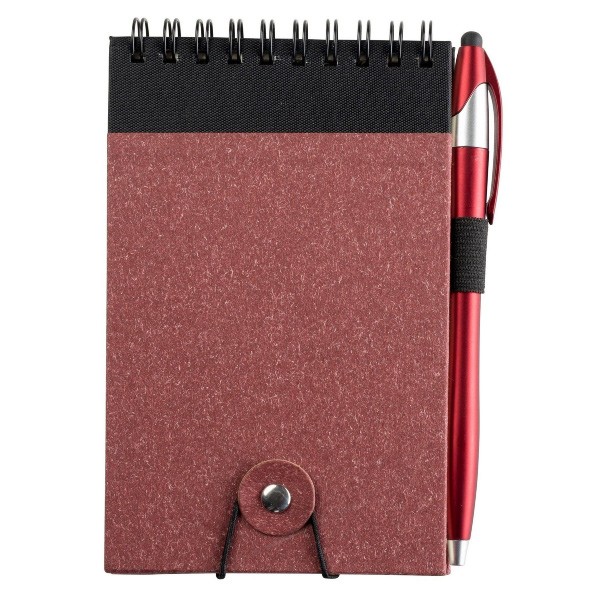 Custom Imprinted Cardboard Colored Paper Spiral Notepad-Stylus Pen