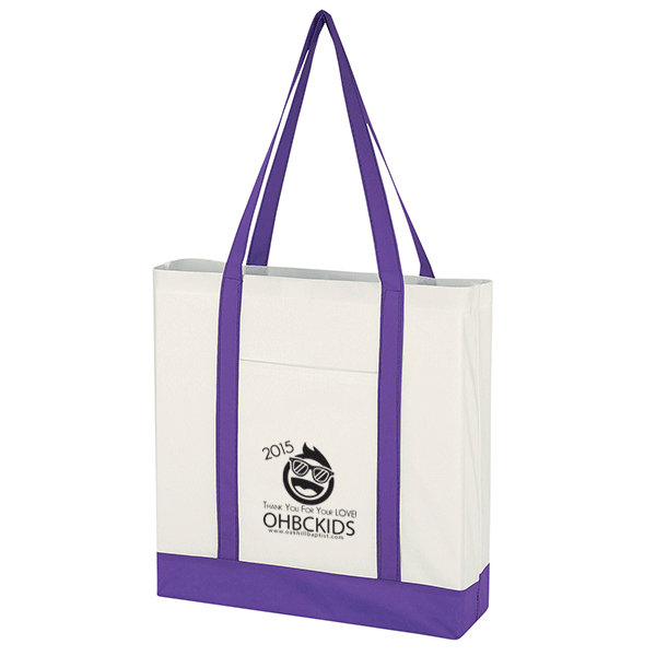 Non-Woven Custom Tote Bag With Pastel Trim Colors | Promo Totes